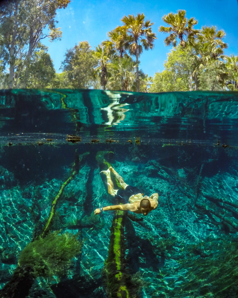 Swimming in Elsey National Park, Mataranka & Bitter Springs